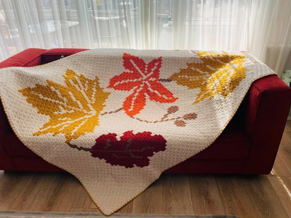 C2C Fall/autumn Throw Blanket Pattern,crochet Blanket Pattern,c2c ...