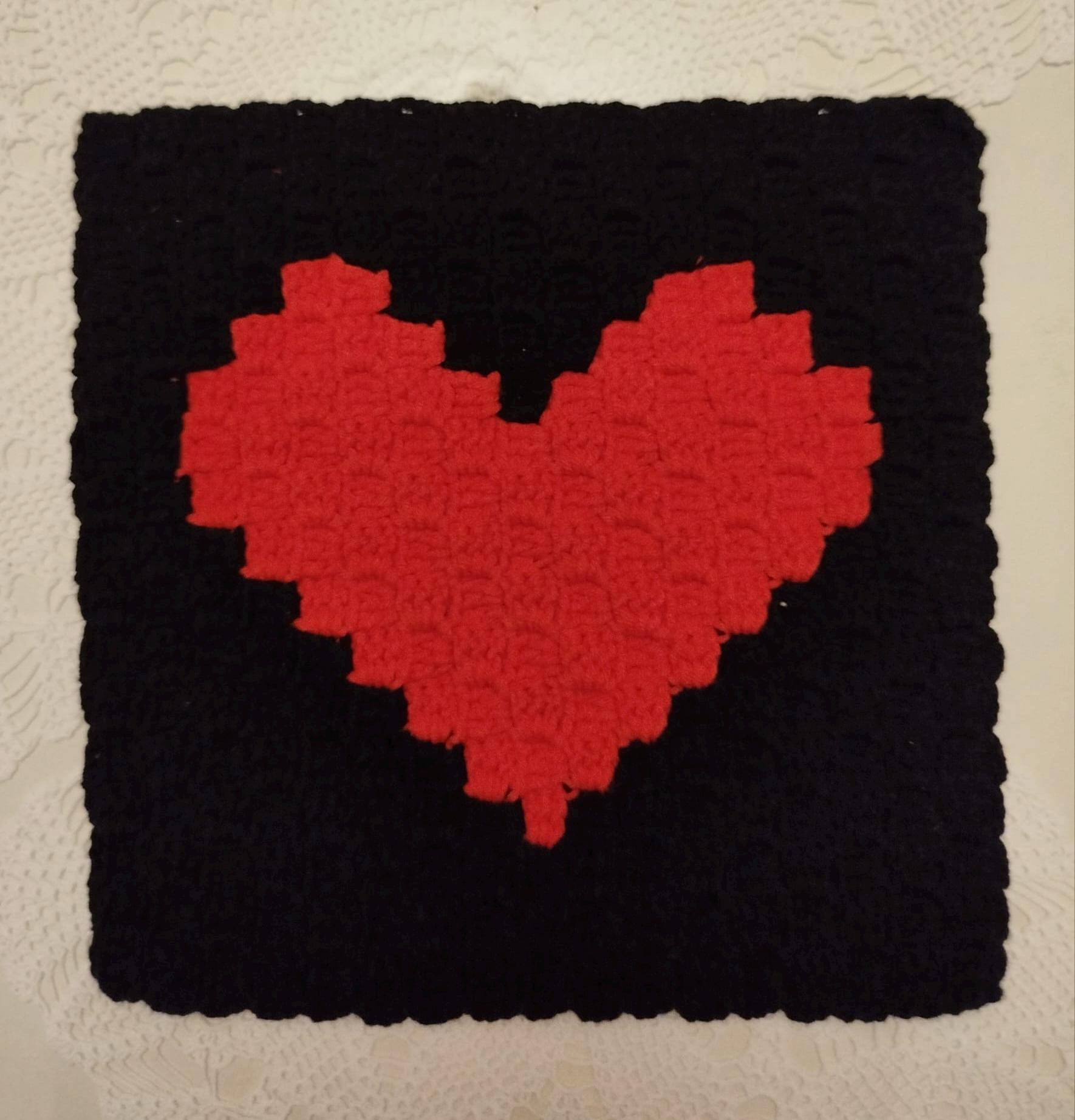 Corner to Corner Crochet Square, Heart Crochet Square, Heart Granny ...