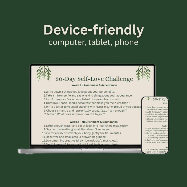 30-day Self-love Challenge | Printable PDF | Daily Self-care Prompts ...