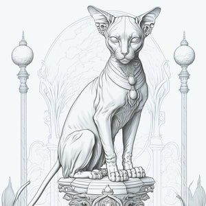 Sphinx Cat Adult and Kids Coloring Book Page, /digital Download ...