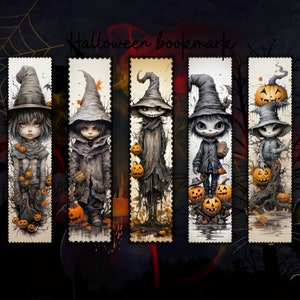 Set 2 Halloween 20 Bookmarks Printable Bookmarks Digital Download ...