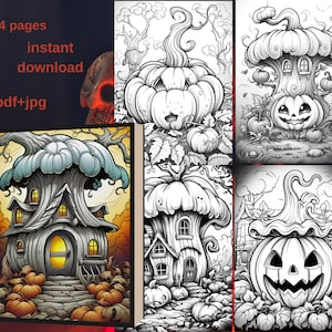Pumpkin Dwellings: A Haunted Home Coloring Adventure Halloween Coloring ...