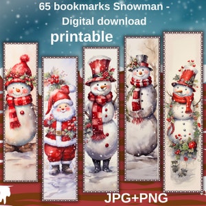 Snowman Printable Bookmarks Bundle Digital Download PNG JPG Commercial ...