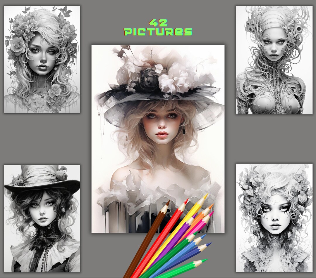 Portrait Halloween Cosplay, Coloring Pages for Adults and Kids, Instant ...