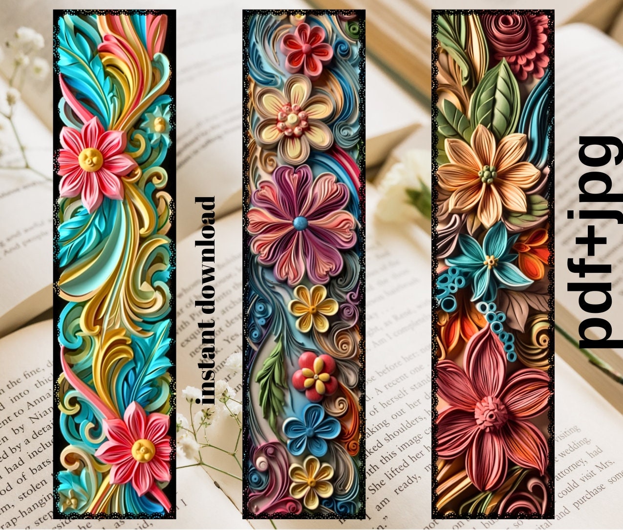3D Bookmarks Set of 10 Bookmarks Digital Collage - Etsy