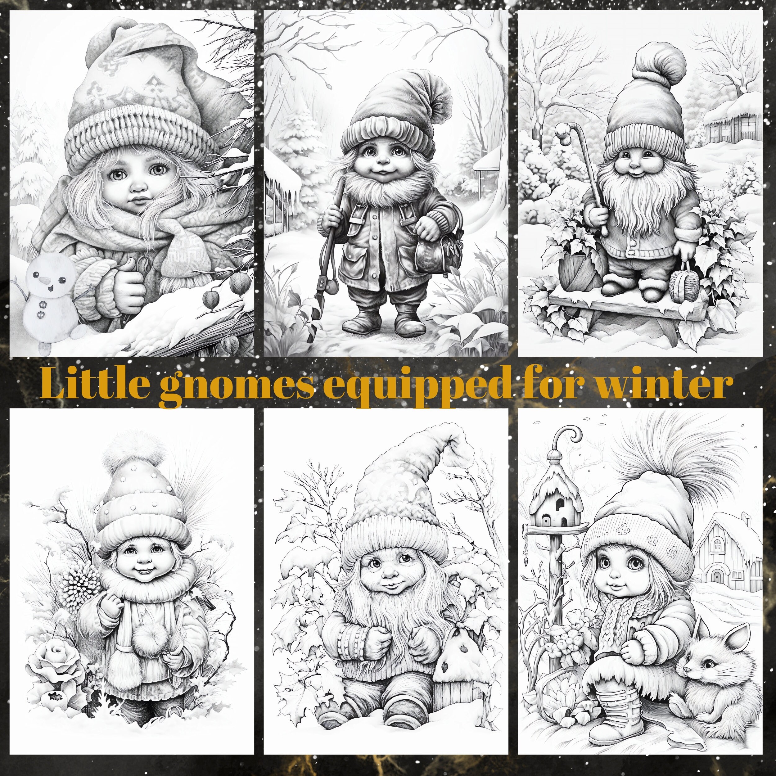 Little Gnomes Equipped for Winter Coloring Pages Book A4 61 - Etsy