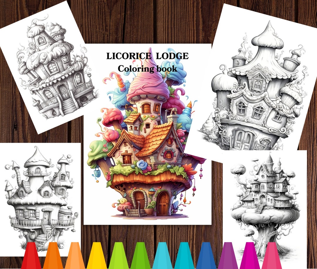 Licorice Lodge Adult Coloring Book , Digital Download 35 Pages, Adult ...