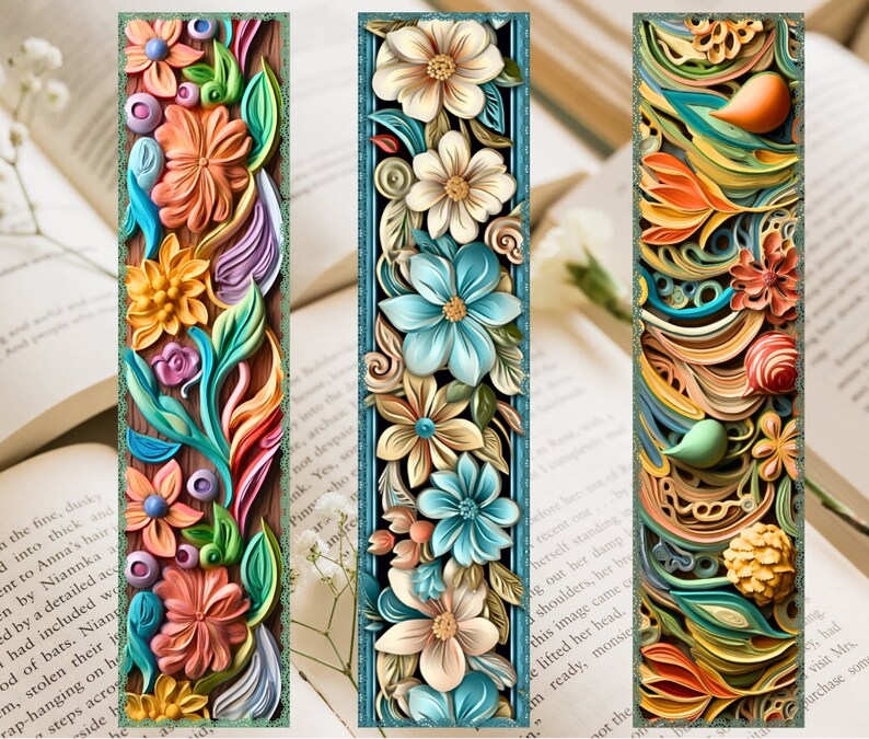 3D Bookmarks Set2 of 10 Bookmarks Digital Collage - Etsy