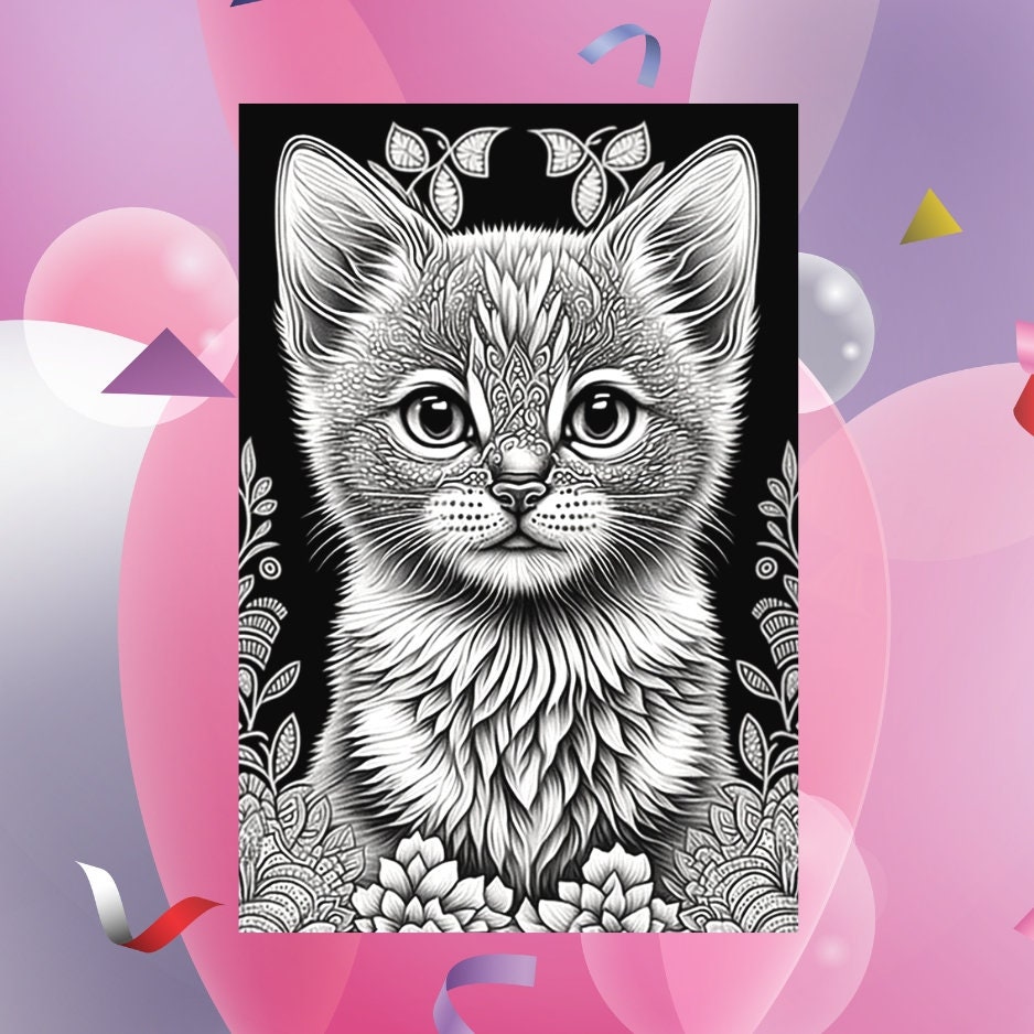 8 Cats Mandala Adult and Kids Coloring Book Page /digital - Etsy