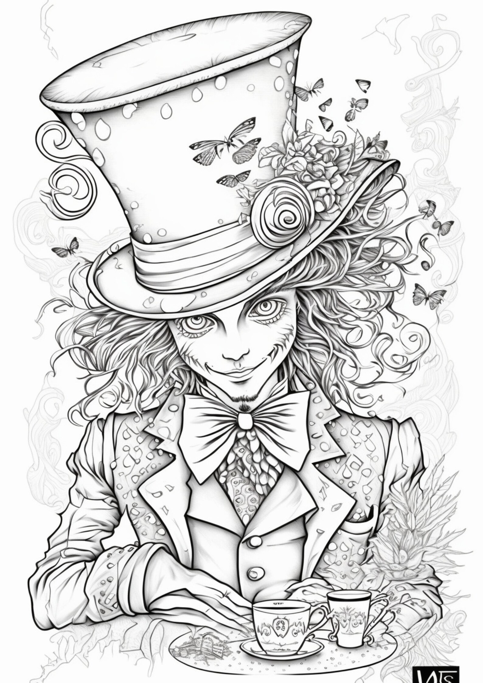 Mad Hatter Alice in Wonderland Adult and Kids Coloring Book - Etsy