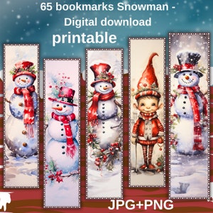 Snowman Printable Bookmarks Bundle Digital Download PNG JPG Commercial ...