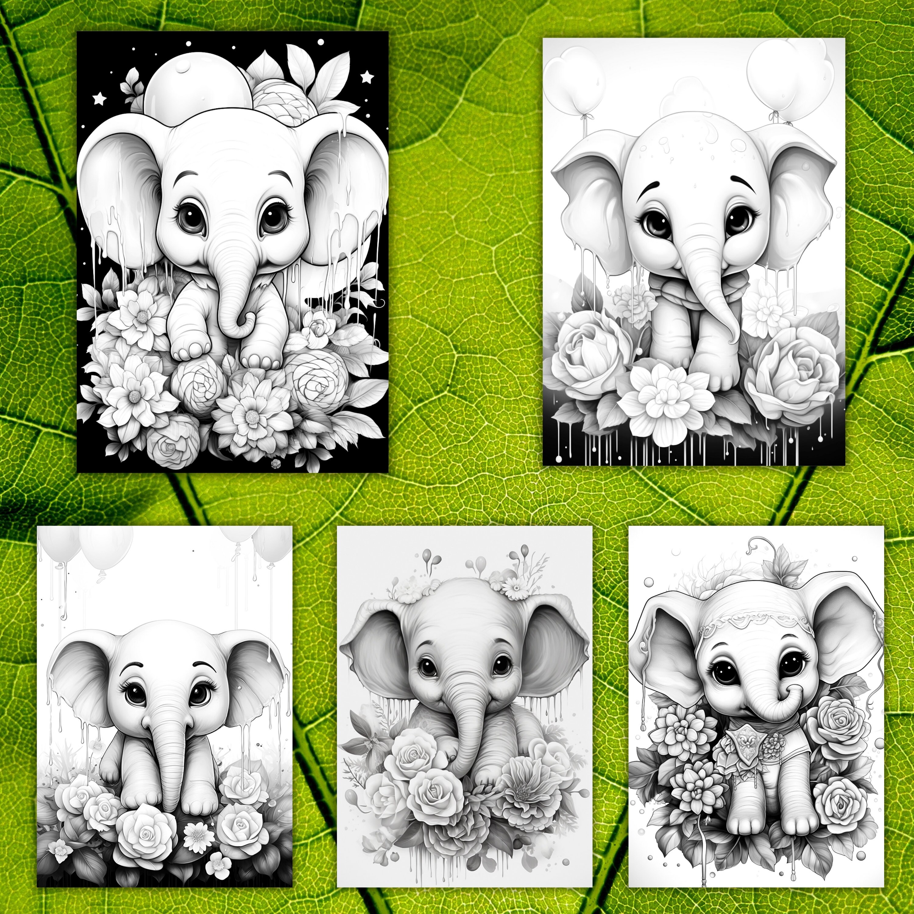 56 Little Elephant Coloring Pages for Adults and Kids - Etsy
