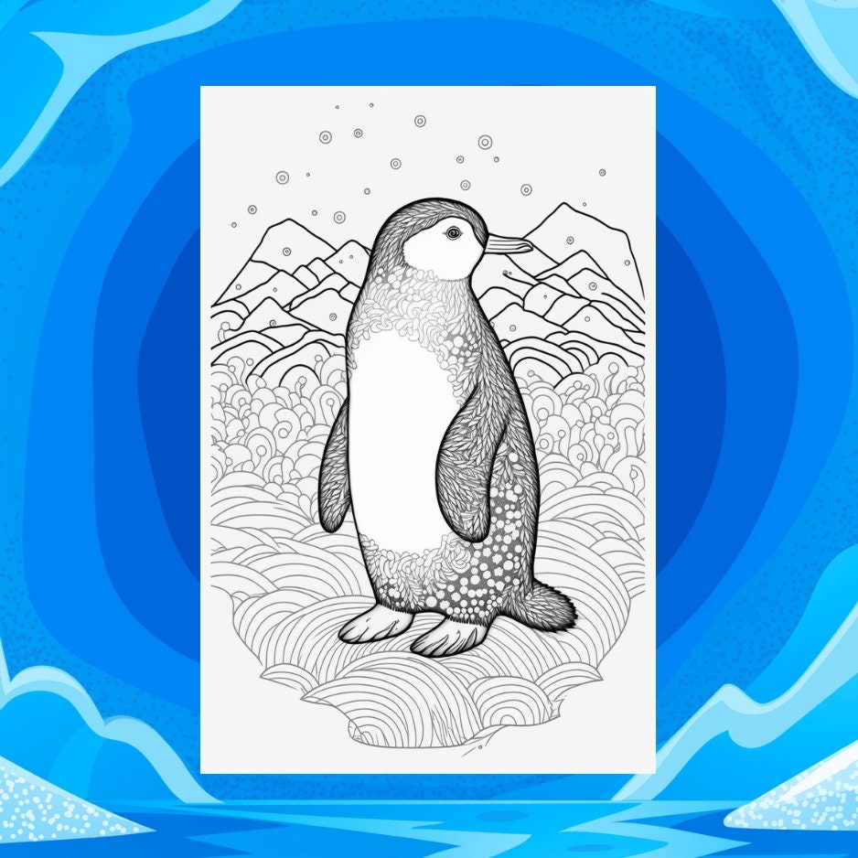 10 Penguin Mandala , Adult and Kids Coloring Book Page, /digital ...
