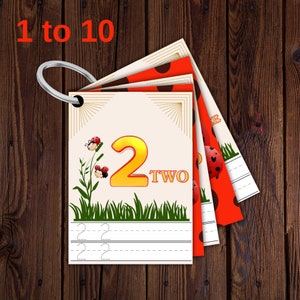 Number Tracing Flashcards, Ladybug, Printable, Counting, Learn Numbers ...