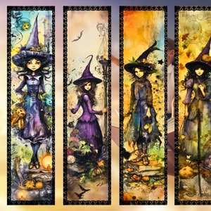 Set 2 Halloween Bookmarks Printable Bookmarks Digital Download Bookmark ...