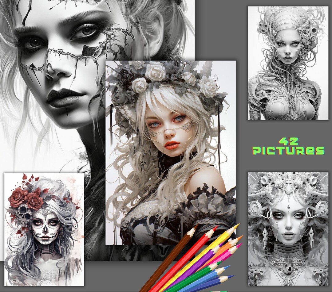 Portrait Halloween Cosplay Coloring Pages for Adults and - Etsy