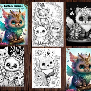 Fantasy Fuzzies: Adorable Animals Coloring Book for All Ages Coloring ...