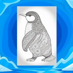 10 Penguin Mandala , Adult and Kids Coloring Book Page, /digital ...