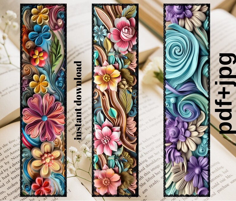 3D Bookmarks Set of 10 Bookmarks Digital Collage - Etsy
