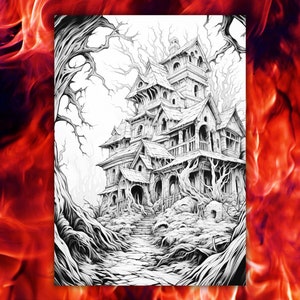 66 Scary Horror Coloring Pages for Adults and Kids, Halloween Instant ...