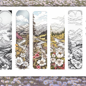 Coloring Landscape Bookmarks Set of 15 Coloring Bookmarks Digital ...