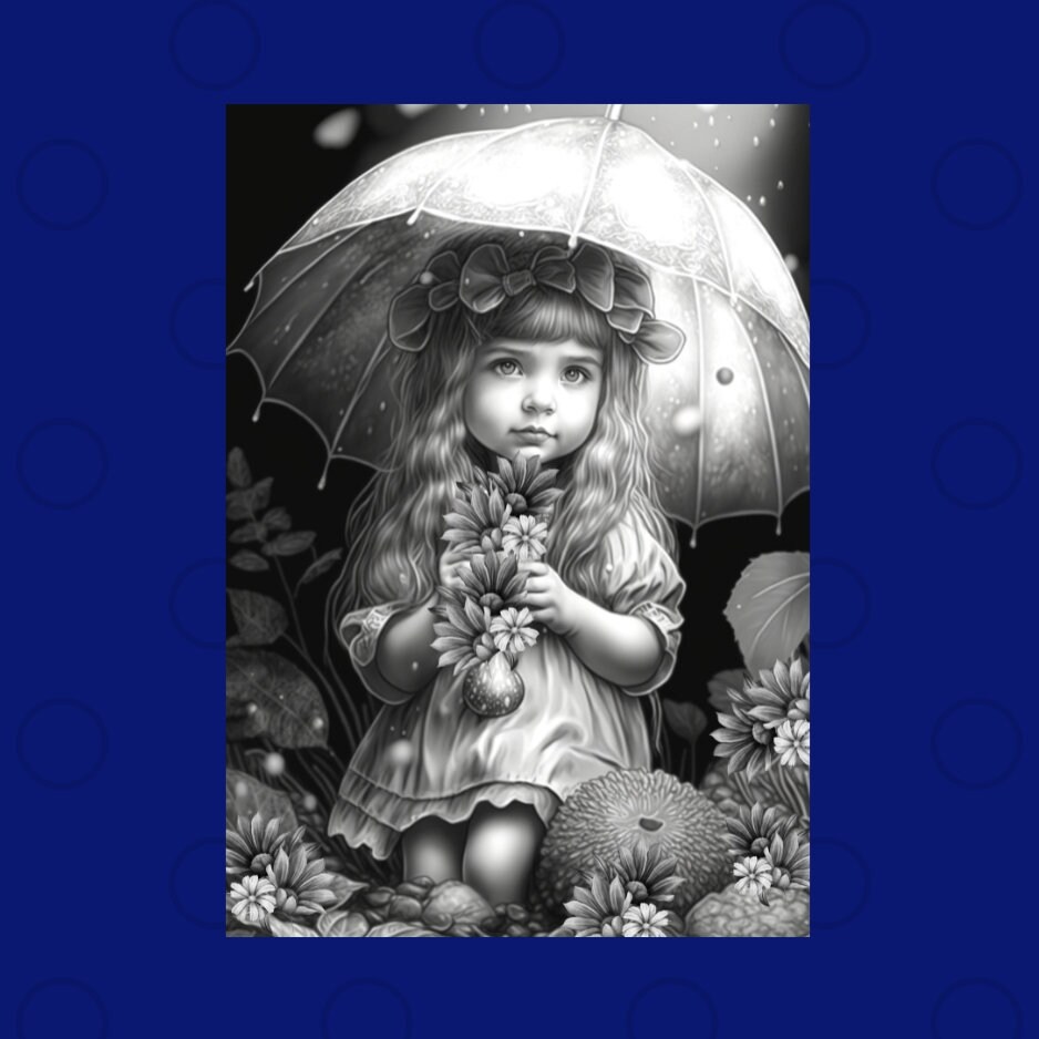 Little Girl With Umbrella Coloring Pages for Kids Adults - Etsy