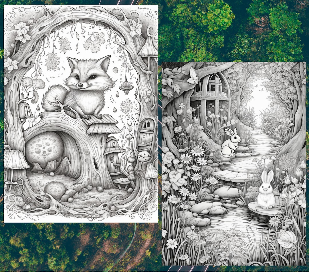 The Magic of the Forest Coloring Page Book, Adults Kids Instant ...