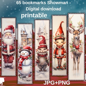 Snowman Printable Bookmarks Bundle Digital Download PNG JPG Commercial ...