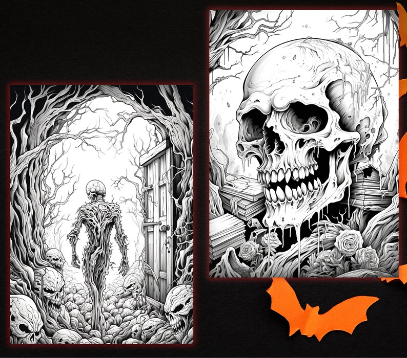 Spooky Shadows Zombie Haunts and Eerie Homes Coloring - Etsy