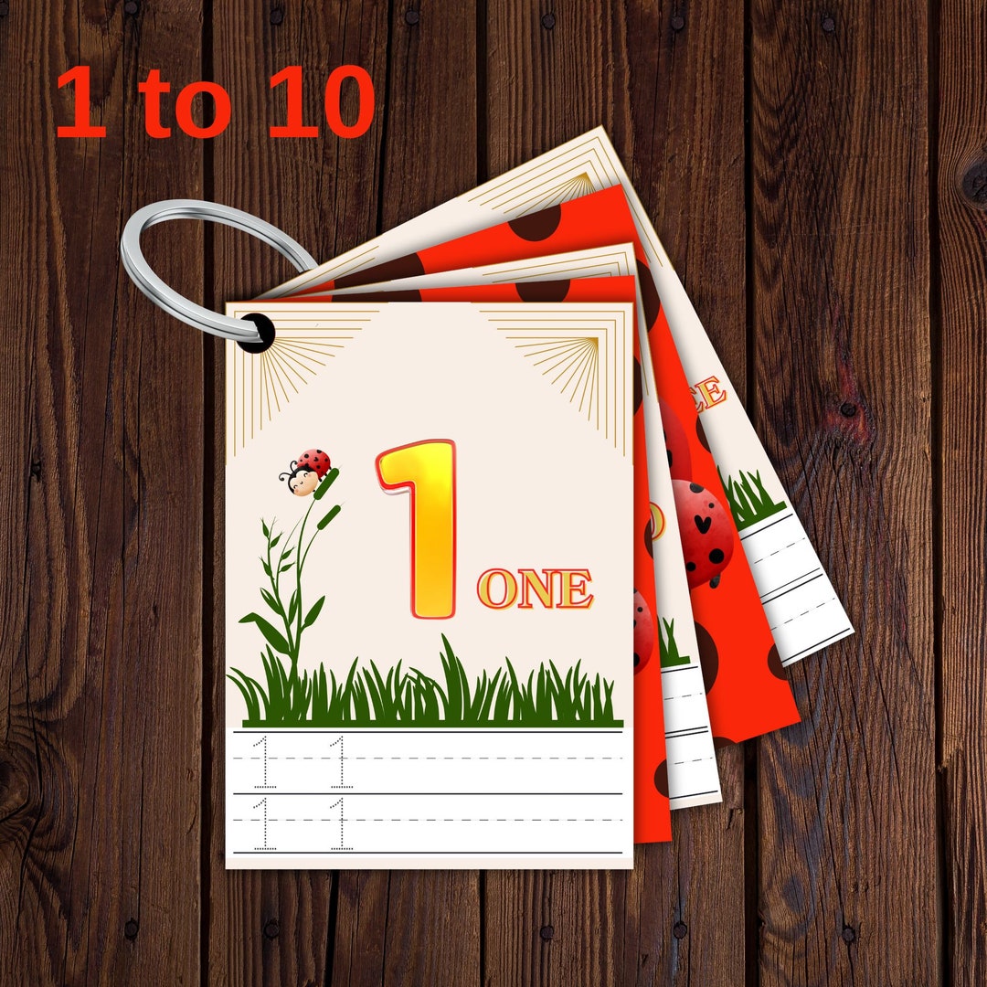 Number Tracing Flashcards, Ladybug, Printable, Counting, Learn Numbers ...