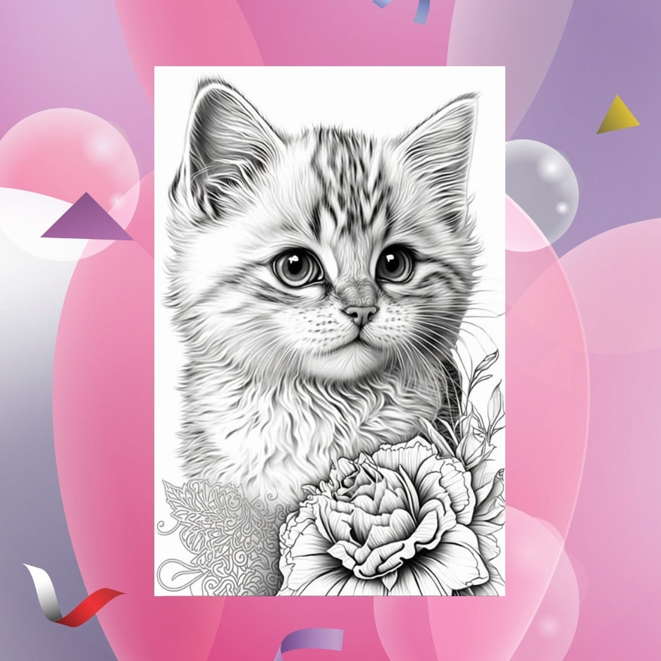 8 Cats Mandala Adult and Kids Coloring Book Page /digital - Etsy