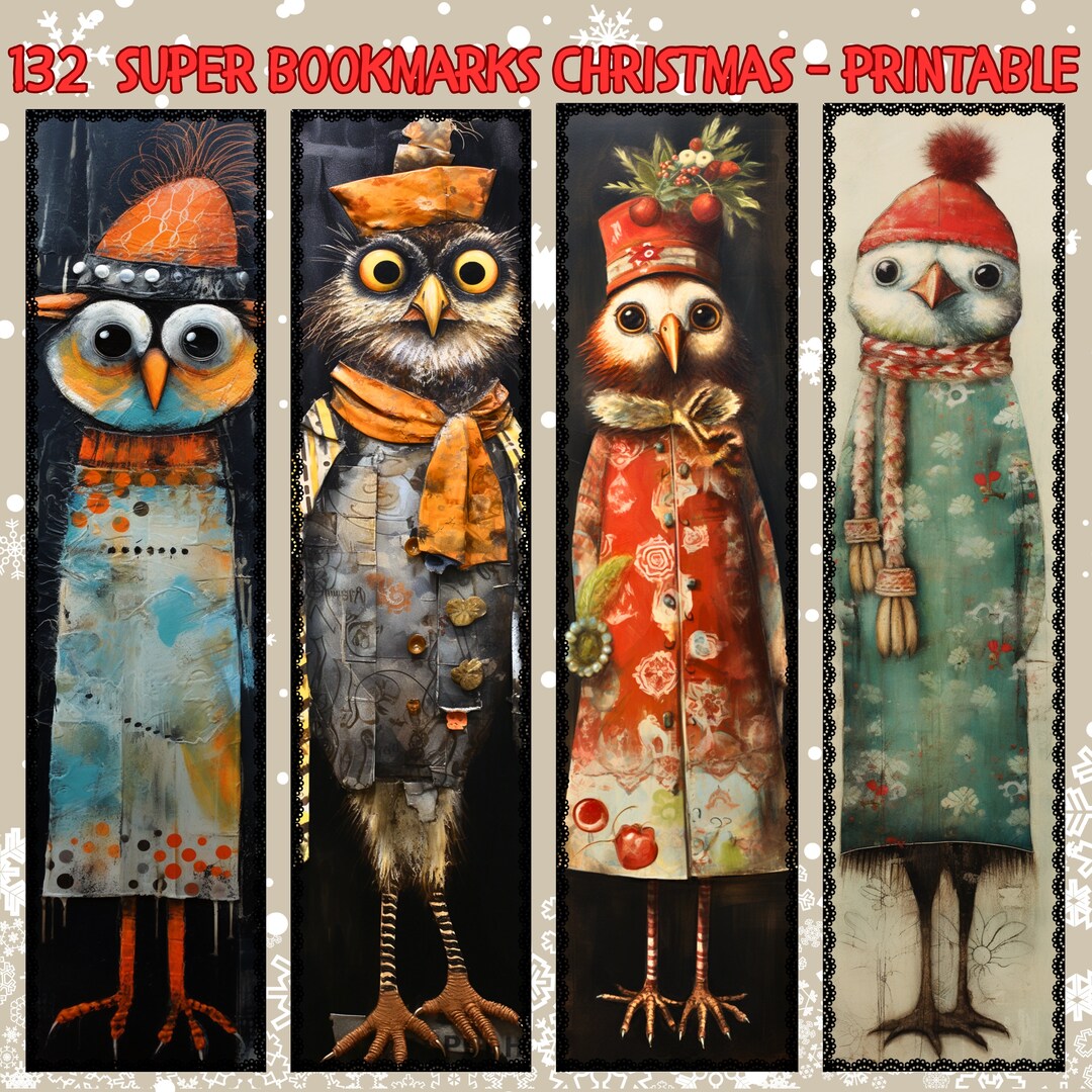 Christmas Bookmarks Printable Bookmarks Bundle Digital Download PNG JPG ...