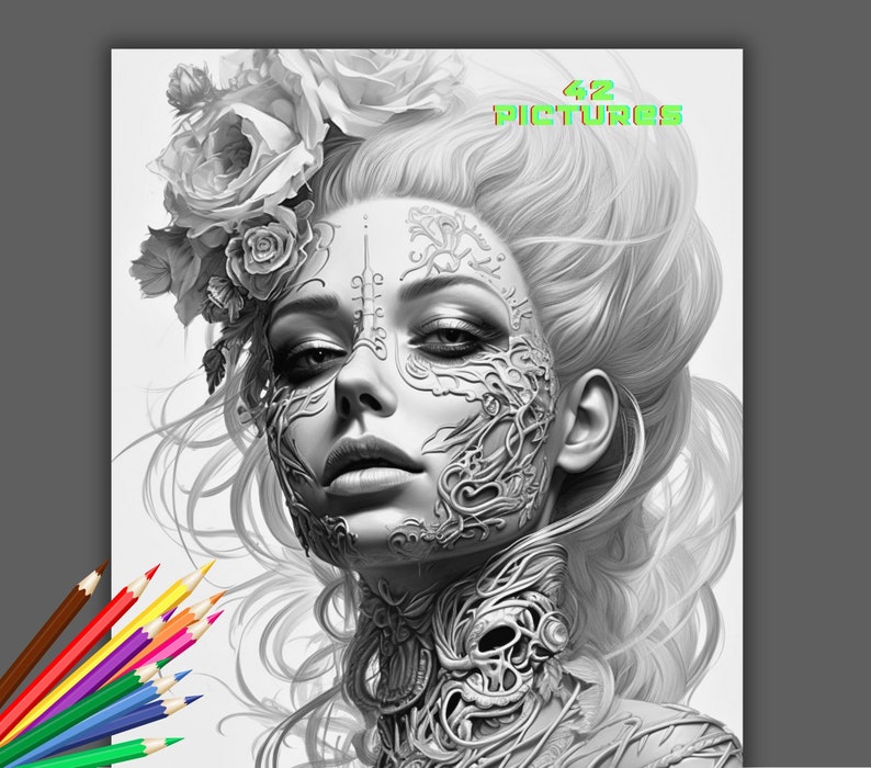 Portrait Halloween Cosplay Coloring Pages for Adults and - Etsy