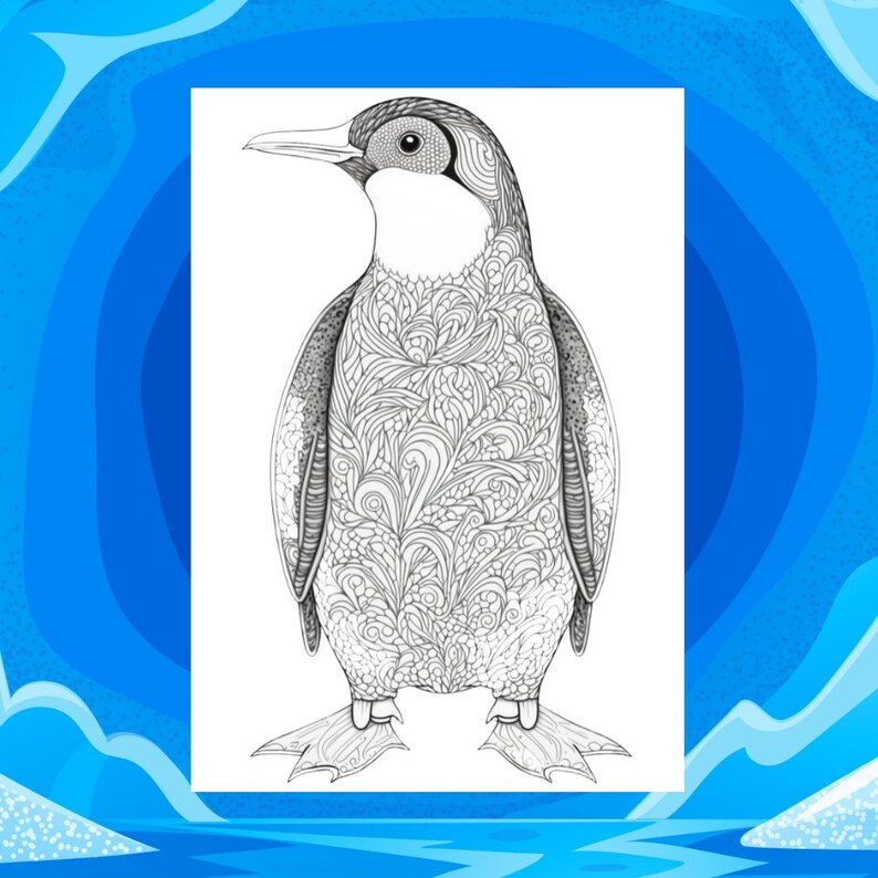 10 Penguin Mandala , Adult and Kids Coloring Book Page, /digital ...