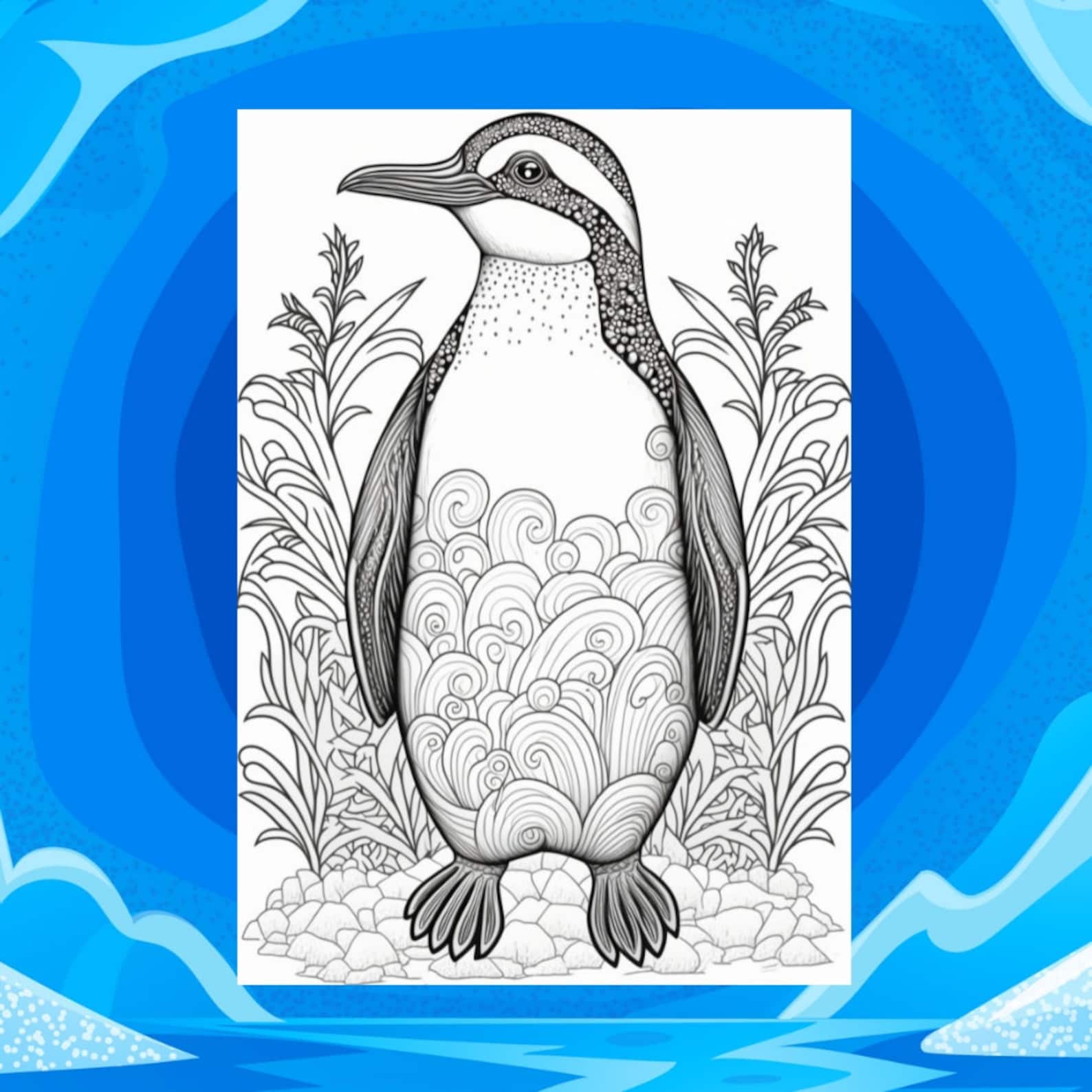 10 Penguin Mandala , Adult and Kids Coloring Book Page, /digital ...