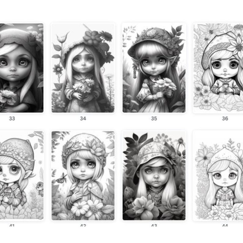 56 Cute Darling Young Gnome Girl Coloring Pages for Adults - Etsy