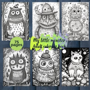 My Little Monster Adult Coloring Book, Digital Download 75 Pages, Adult ...