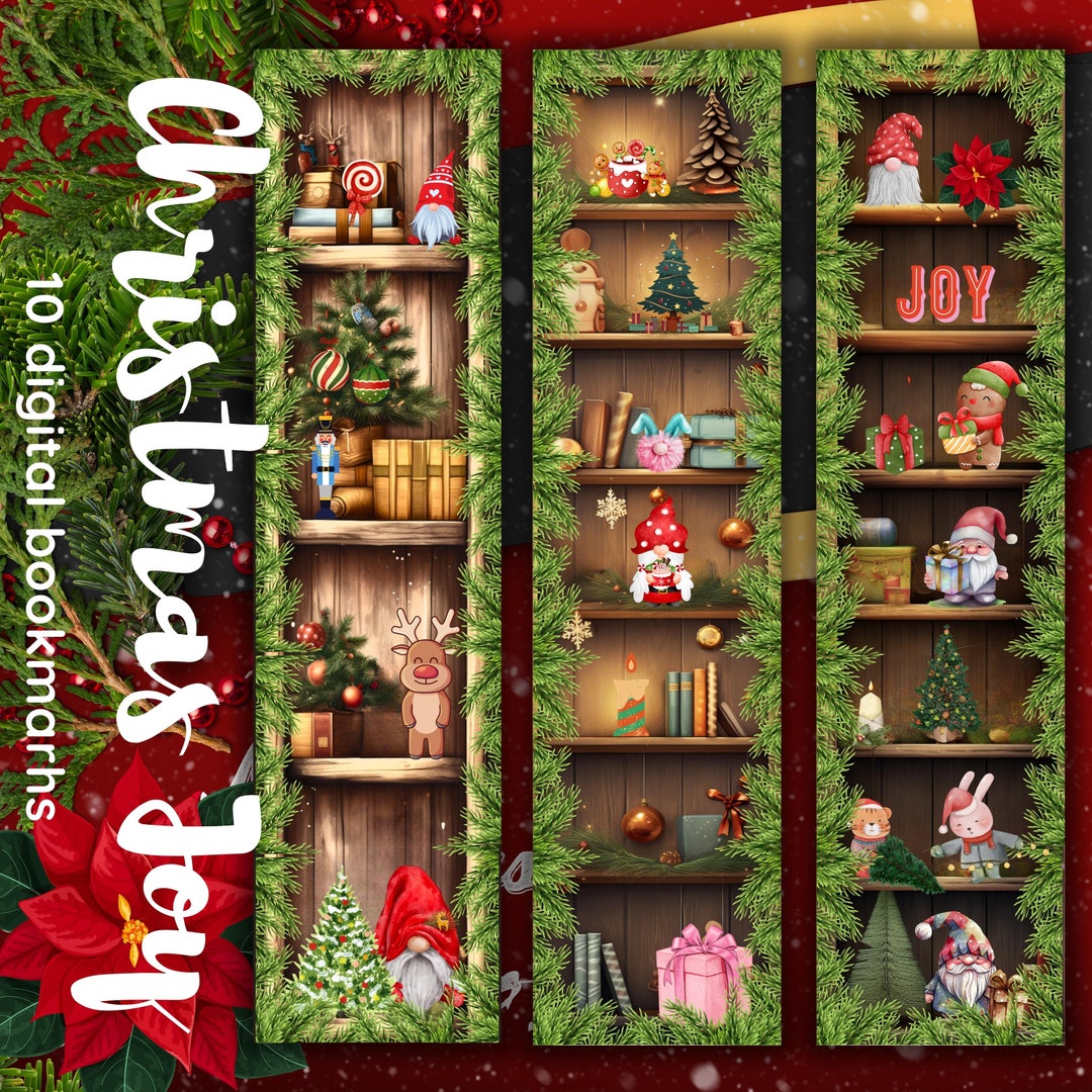 Christmas Joy Bookmarks-printable Bookmark Bundle Digital Download PNG ...