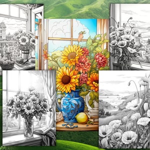 From the Window , Coloring Pages for Adults and Kids, Instant Download ...