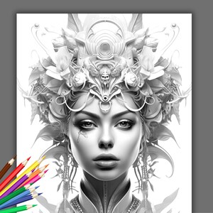 Portrait Halloween Cosplay, Coloring Pages for Adults and Kids, Instant ...