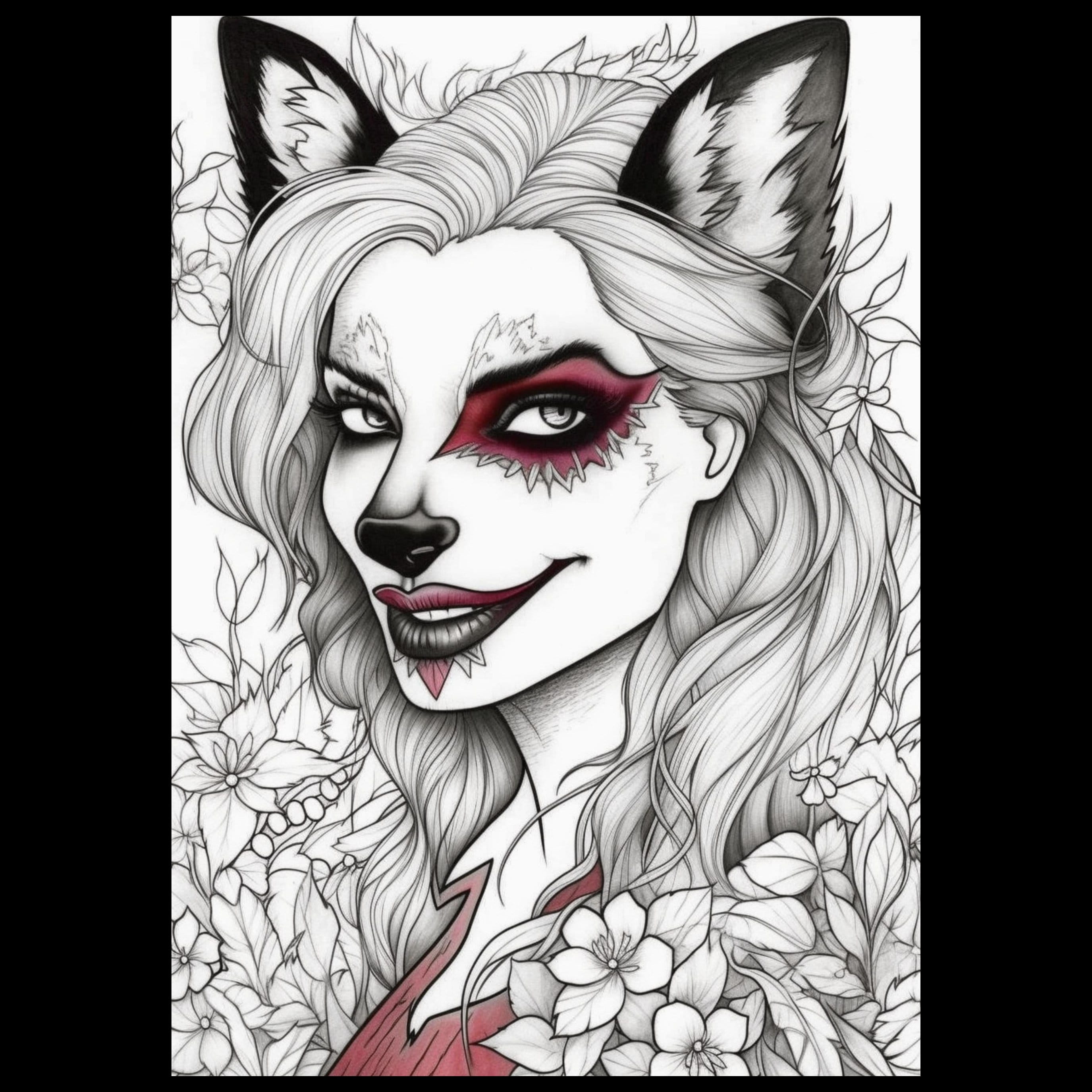 Beautiful Harlequin Coloring Pages for Adults and Kids, Instant ...