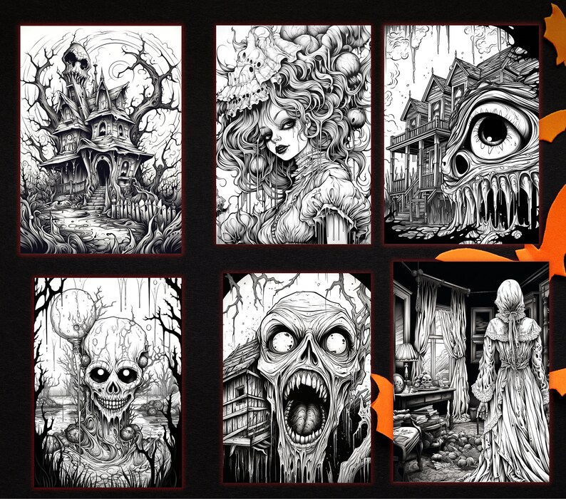 Spooky Shadows Zombie Haunts and Eerie Homes Coloring - Etsy