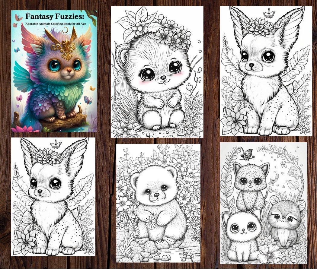Fantasy Fuzzies: Adorable Animals Coloring Book for All Ages - Etsy