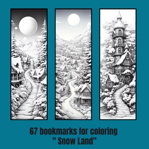 67 Bookmarks for Coloring Snow Land Digital Download JPG Bookmark Set ...