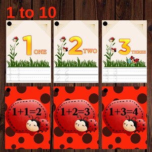 Number Tracing Flashcards, Ladybug, Printable, Counting, Learn Numbers ...