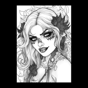 Beautiful Harlequin Coloring Pages for Adults and Kids, Instant ...