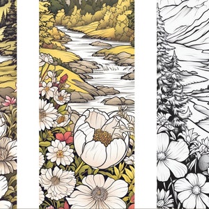 Coloring Landscape Bookmarks Set of 15 Coloring Bookmarks Digital ...