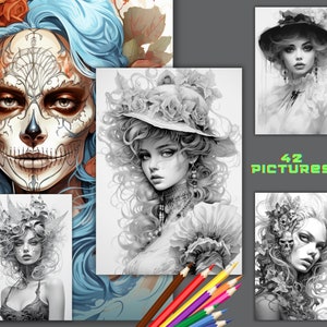 Portrait Halloween Cosplay, Coloring Pages for Adults and Kids, Instant ...