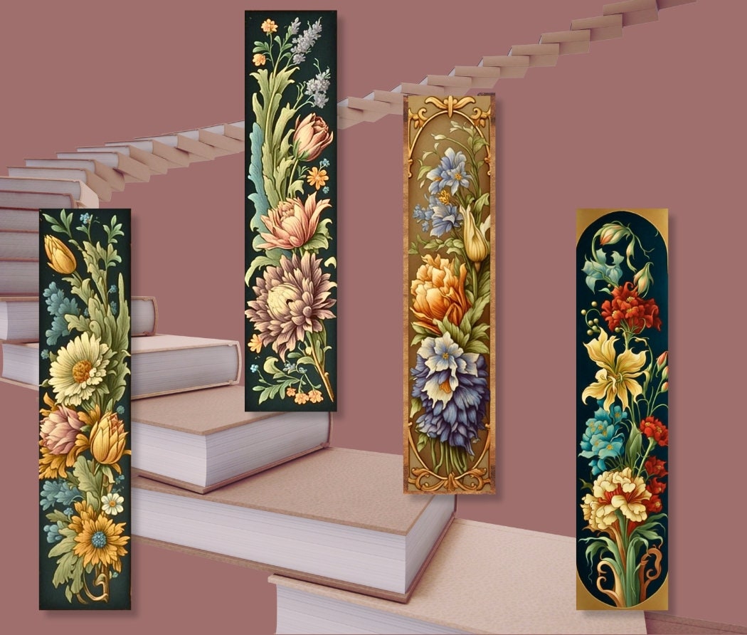 Set of 12 Digital Magic Flowers Bookmarks to Download - Etsy