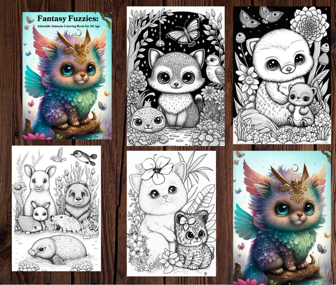Fantasy Fuzzies: Adorable Animals Coloring Book for All Ages Coloring ...